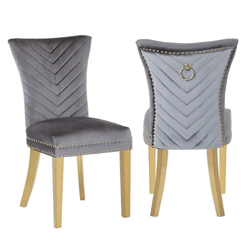 Eva-ch-gry Galaxy Home Furnishings Eva Chair With Gold Legs- Gray