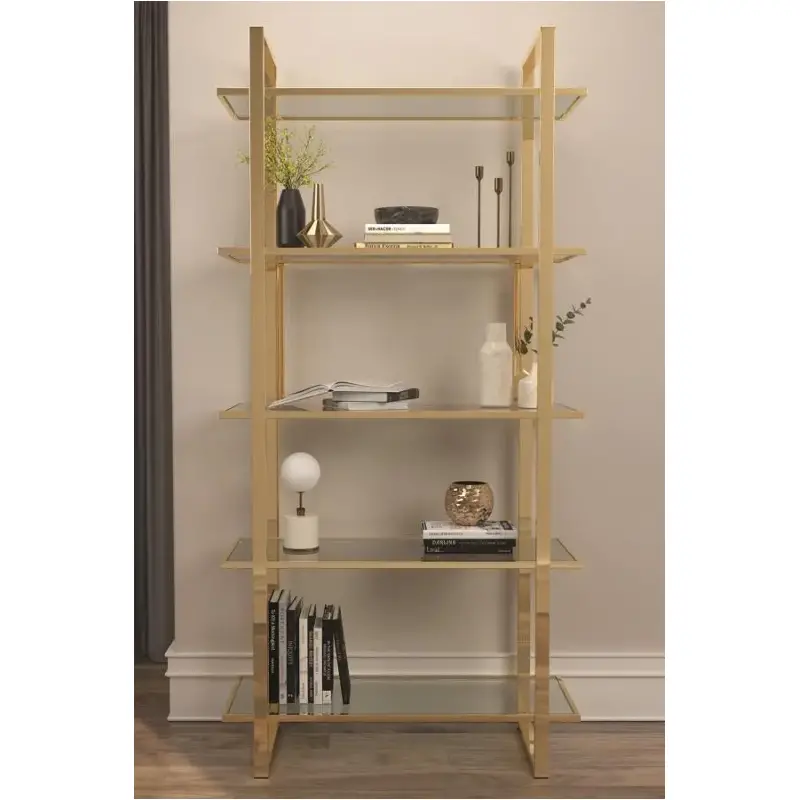 805537 Coaster Furniture Glass Shelf Bookcase - Polished Gold