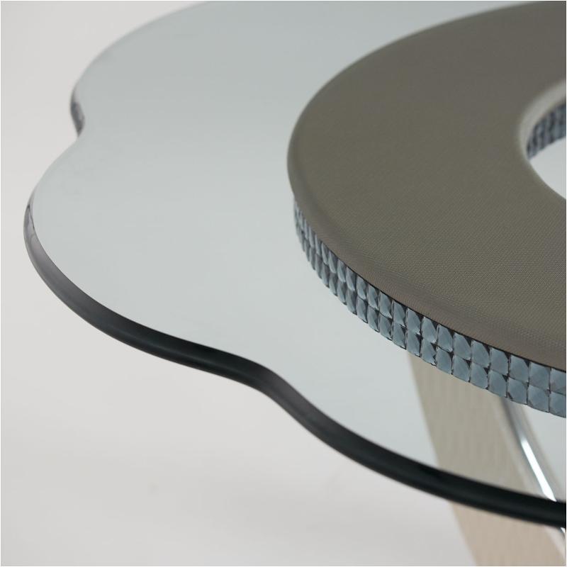 08101-00 Aico Furniture 60in Shaped Glass Dining Table-cristal