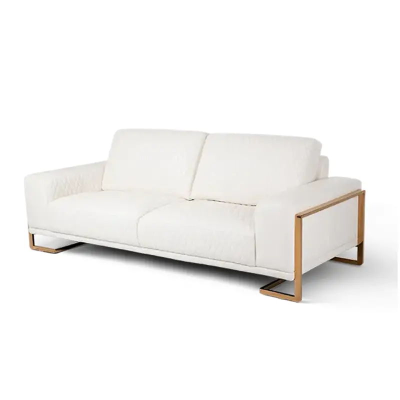 Mb-giann15-wht-801 Aico Furniture Mia Bella Leather Standard Sofa