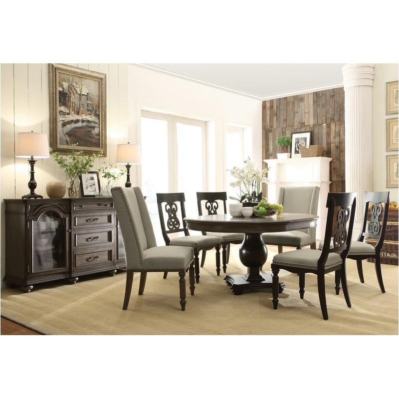 15851 Riverside Furniture Round Dining Table - Oak With Black