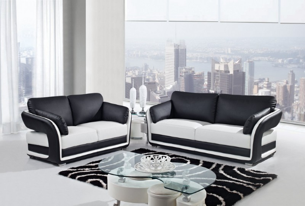 Ua189 Bonded - White/black Living Room Set Global Furniture