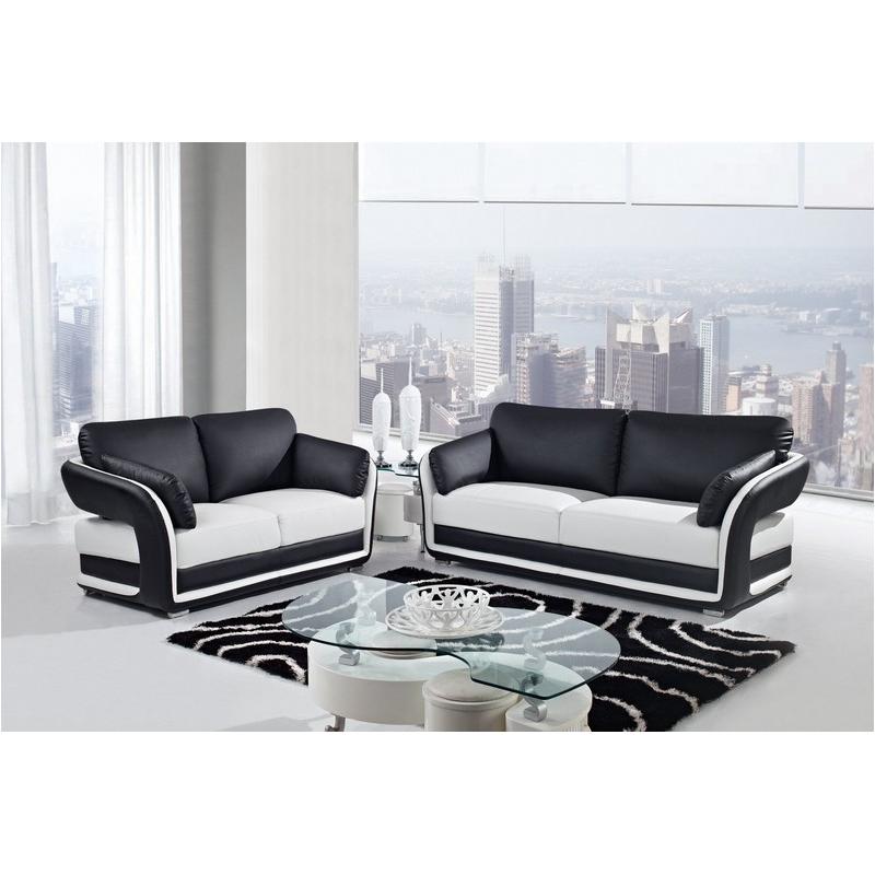 Ua189 Bonded - White/black Living Room Set Global Furniture