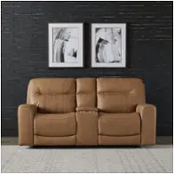 Liberty Furniture Bennett Butternut Leather Power Reclining Loveseat with Console
