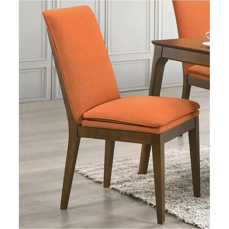 D7185b 20 org New Classic Furniture Maggie Walnut Dining Chair With Terracotta Cushion walnut