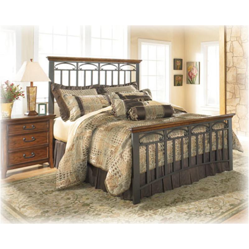 B478-98 Ashley Furniture Woodboro Qn Metal Rails Dk Brown Fnsh