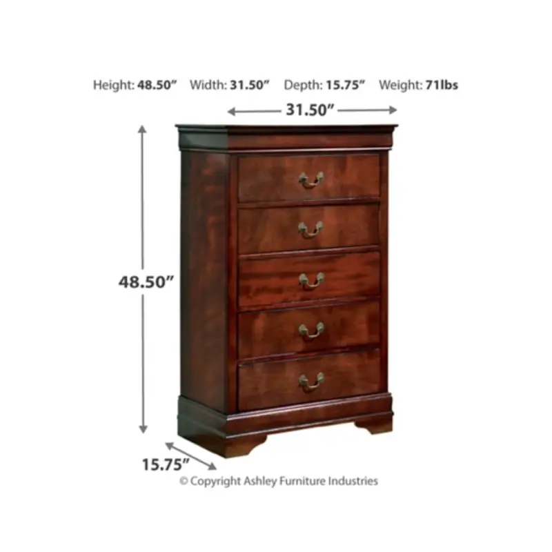 B376-46 Ashley Furniture Alisdair - Dark Brown Five Drawer Chest
