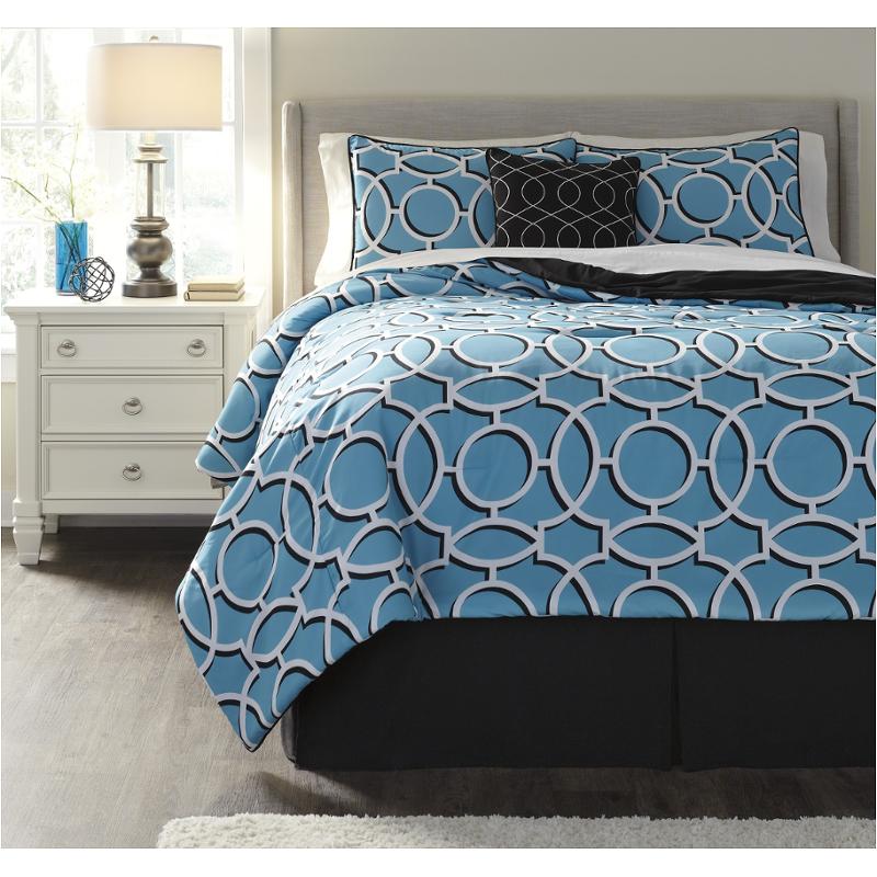 Q165005k Ashley Furniture Zinger - Cyan Bedding King Tob Set