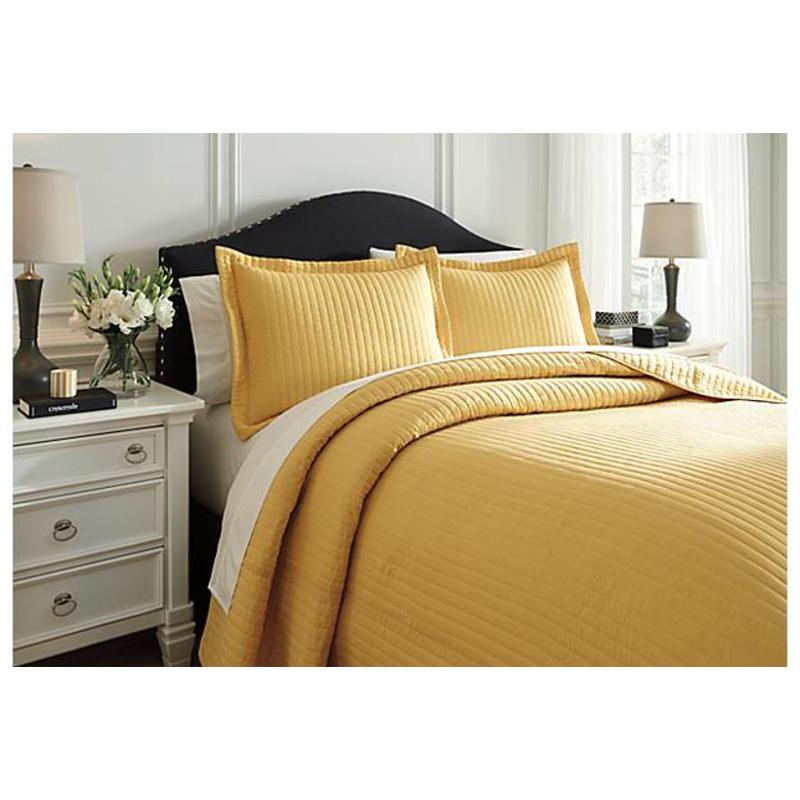 Q494003q Ashley Furniture Raleda - Yellow Queen Coverlet Set