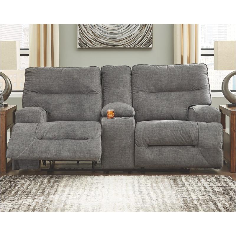 4530296 Ashley Furniture Coombs Dbl Rec Pwr Loveseat W/console